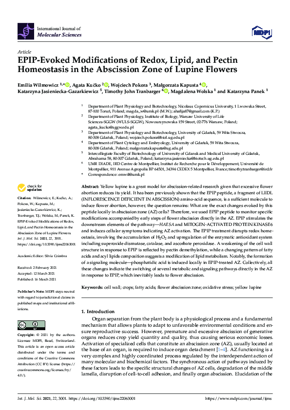 (PDF) EPIP-Evoked Modifications of Redox, Lipid, and Pectin Homeostasis ...