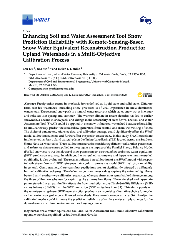 (PDF) Enhancing Soil and Water Assessment Tool Snow Prediction ...