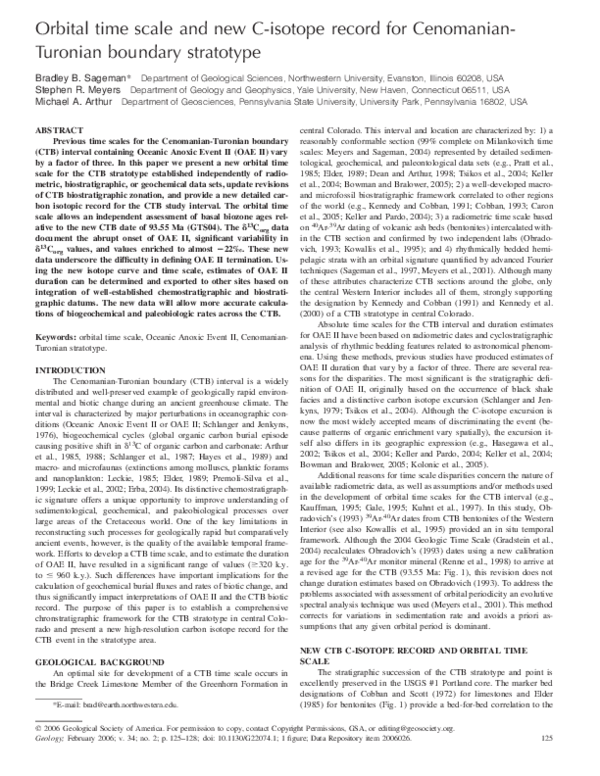 (PDF) Orbital time scale and new C-isotope record for Cenomanian ...