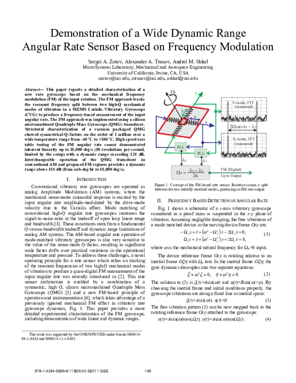 Pdf Demonstration Of A Wide Dynamic Range Angular Rate Sensor Based