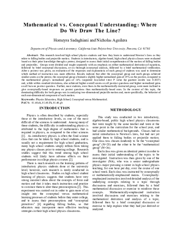 (PDF) Mathematical vs. conceptual understanding: Where do we draw the line?