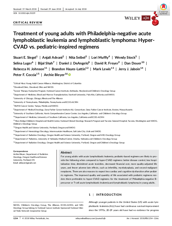 (PDF) Treatment of young adults with Philadelphia-negative acute ...