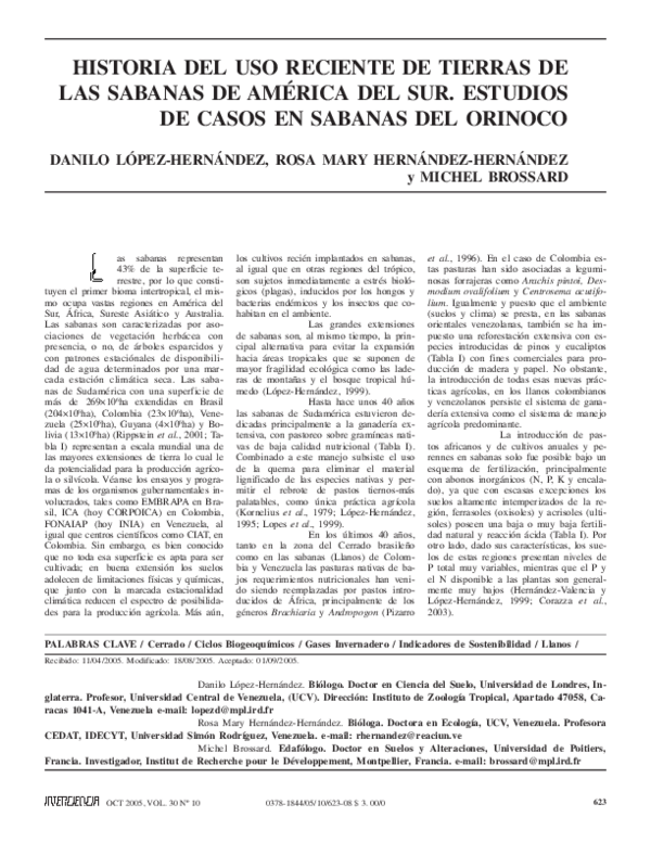(PDF) Historia del uso reciente de tierras de las sabanas de América ...