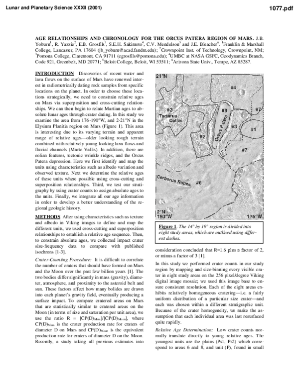 (PDF) Age Relationships and Chronology for the Orcus Patera Region of Mars