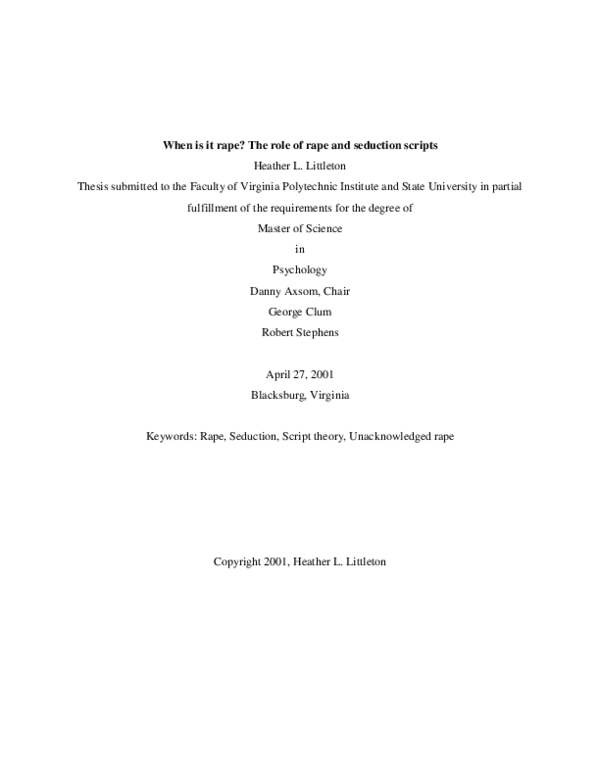 (PDF) When is it rape? The role of rape and seduction scripts