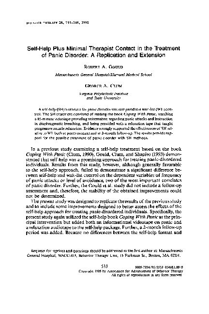 (PDF) Self-help plus minimal therapist contact in the treatment of ...