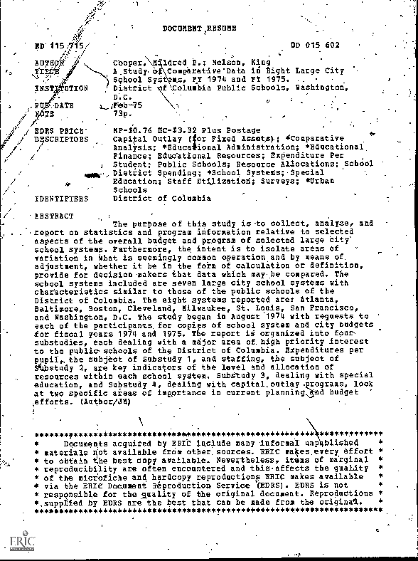 (PDF) A Study of Comparative Data in Eight Large City School Systems ...