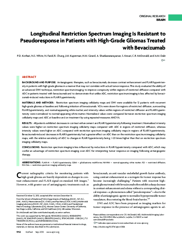 (PDF) Longitudinal Restriction Spectrum Imaging Is Resistant to ...