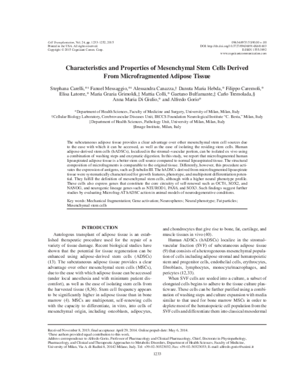 (PDF) Characteristics and Properties of Mesenchymal Stem Cells Derived ...