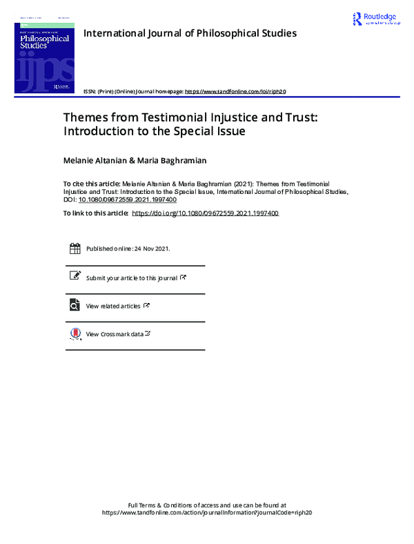 (PDF) Themes from Testimonial Injustice and Trust Introduction to the ...