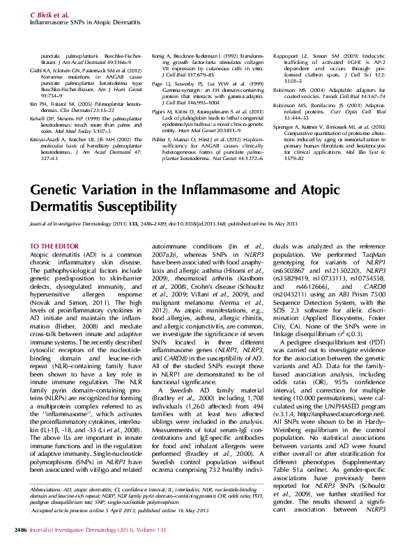(PDF) Genetic Variation in the Inflammasome and Atopic Dermatitis ...