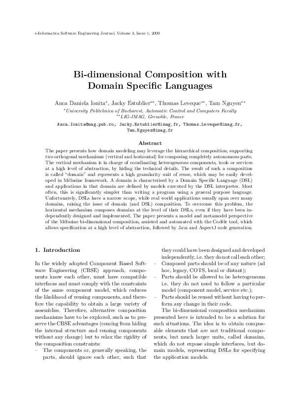 (PDF) Bi-dimensional Composition with Domain Specific Languages | Thomas Leveque - Academia.edu
