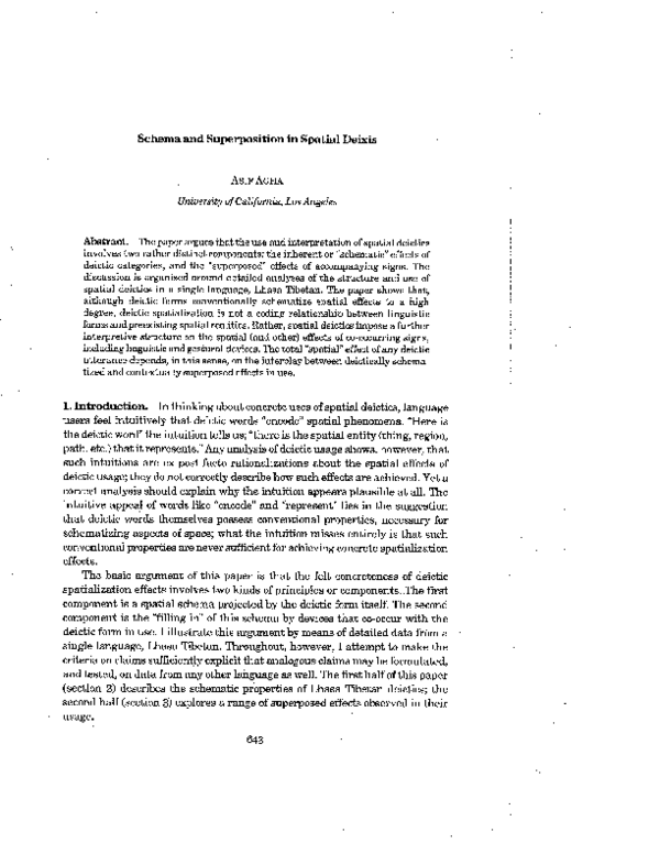(PDF) Schema and superposition in spatial deixis