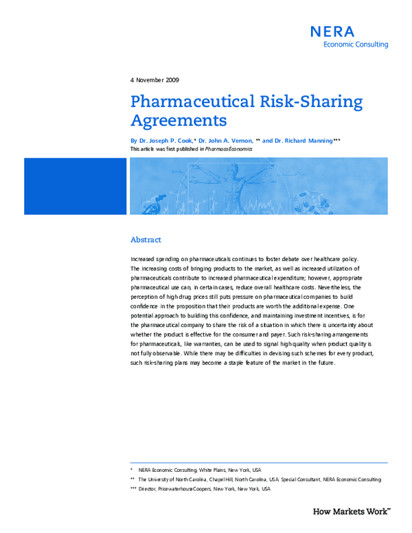 (PDF) Pharmaceutical risk-sharing agreements