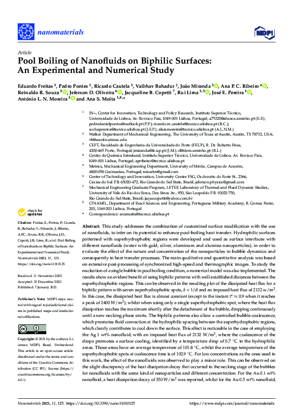 (PDF) Pool Boiling of Nanofluids on Biphilic Surfaces: An Experimental and Numerical Study