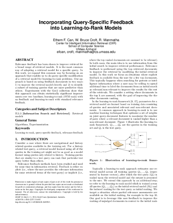 Incorporating query-specific feedback into learning-to-rank models