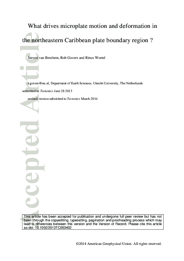 (PDF) What drives microplate motion and deformation in the northeastern ...