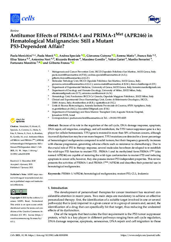 (PDF) Antitumor Effects of PRIMA-1 and PRIMA-1Met (APR246) in ...