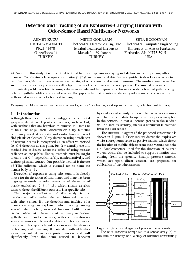 (PDF) Detection and tracking of an explosives-carrying human with odor-sensor based multisensor ...