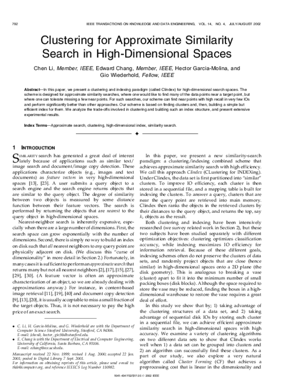 (PDF) Clindex: Clustering for High-Dimensional Search