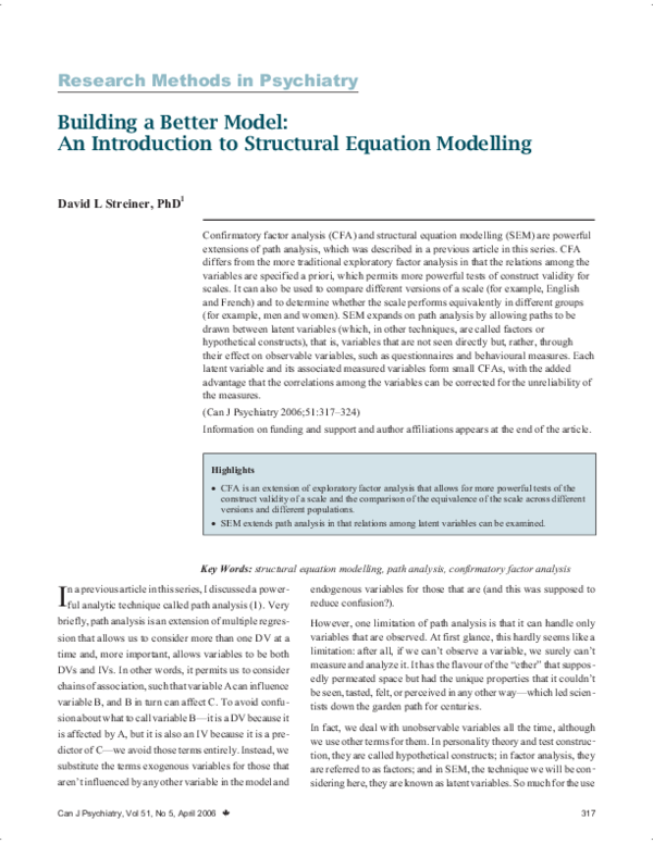 Pdf Building A Better Model An Introduction To Structural Equation