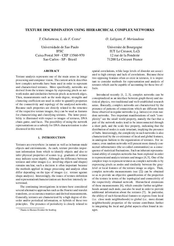 (PDF) Texture Discrimination Using Hierarchical Complex Networks
