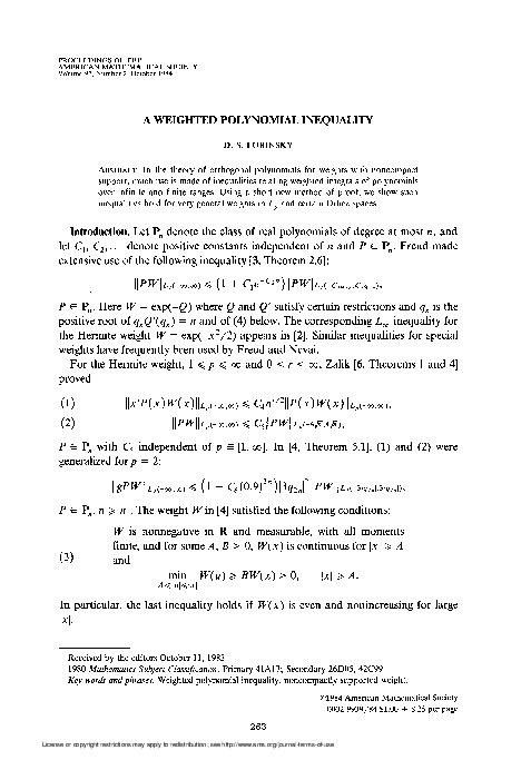 (PDF) A weighted polynomial inequality