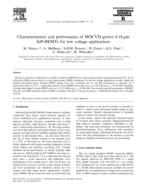 (PDF) Characterization and performance of MOCVD grown 0.14-μm InP-HEMTs ...