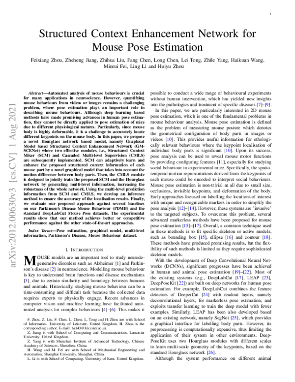 Pdf Structured Context Enhancement Network For Mouse Pose Estimation