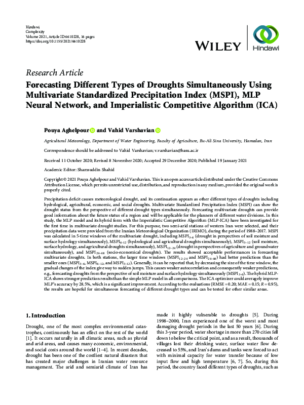 (PDF) Forecasting Different Types of Droughts Simultaneously Using Multivariate Standardized ...