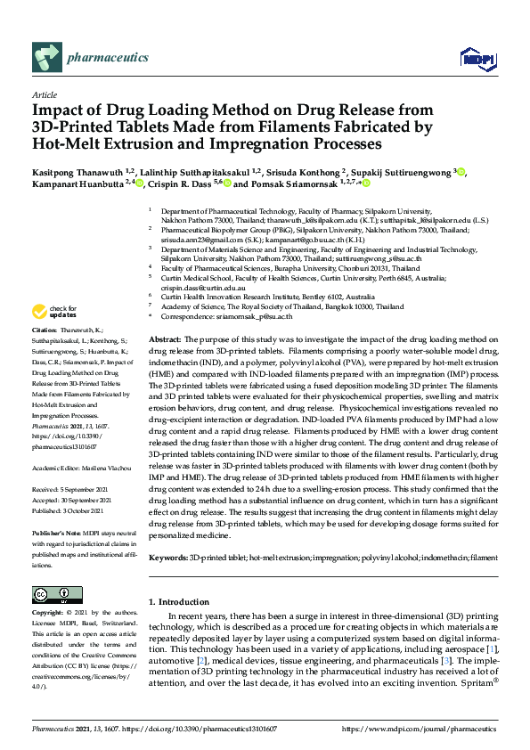 (PDF) Impact of Drug Loading Method on Drug Release from 3D-Printed ...