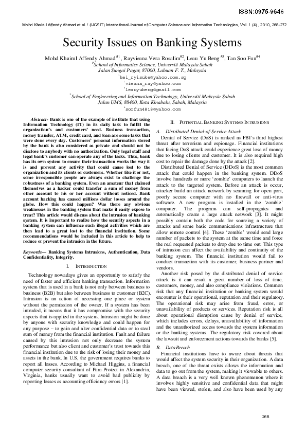 (PDF) Security Issues on Banking Systems