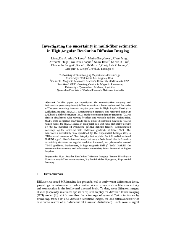 (PDF) Investigating the uncertainty in multi-fiber estimation in High Angular Resolution ...