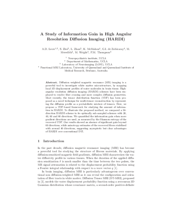 (PDF) A study of information gain in high angular resolution diffusion imaging (HARDI)