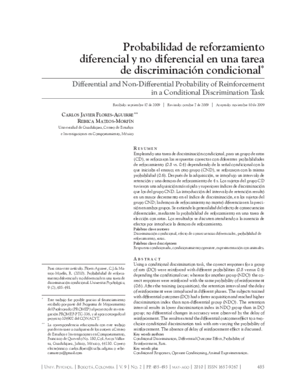 (PDF) Differential and Non-Differential Probability of Reinforcement in ...