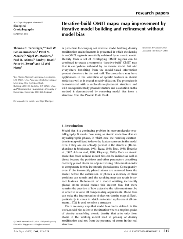 (PDF) Iterative-build OMIT maps: map improvement by iterative model building and refinement ...