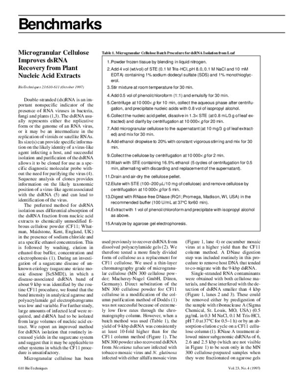 (PDF) Microgranular cellulose improves dsRNA recovery from plant ...