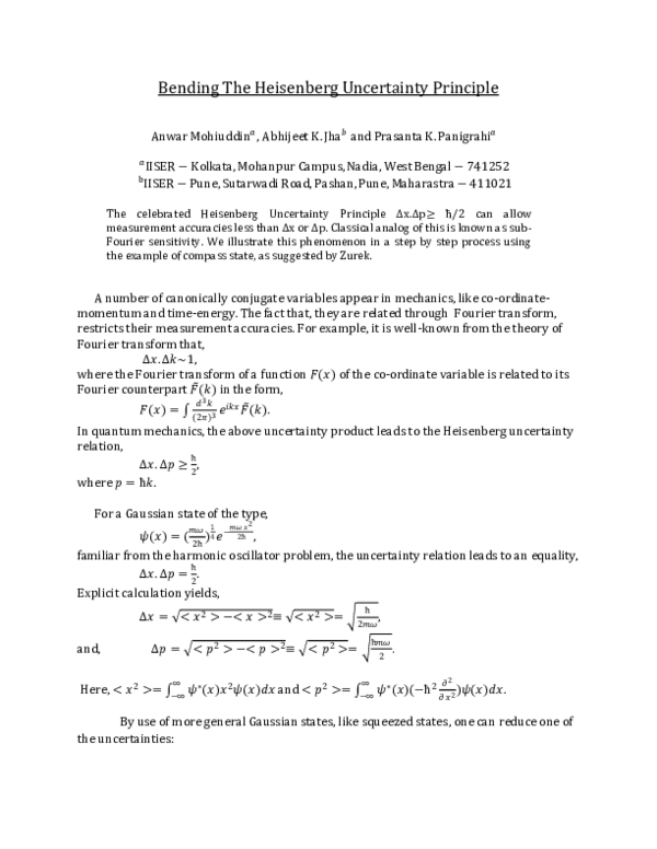 (PDF) Bending The Heisenberg Uncertainty Principle