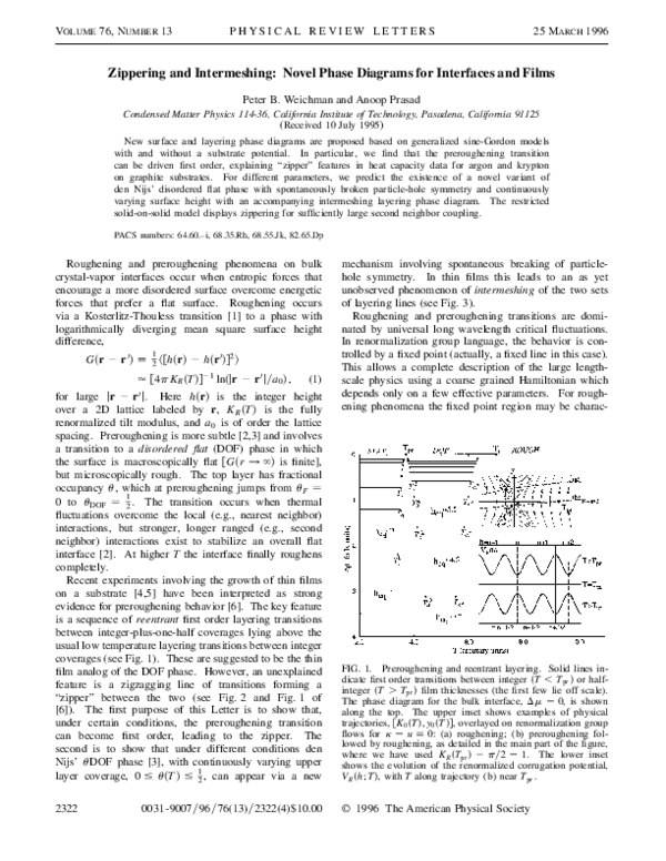 (PDF) Zippering and Intermeshing: Novel Phase Diagrams for Interfaces ...
