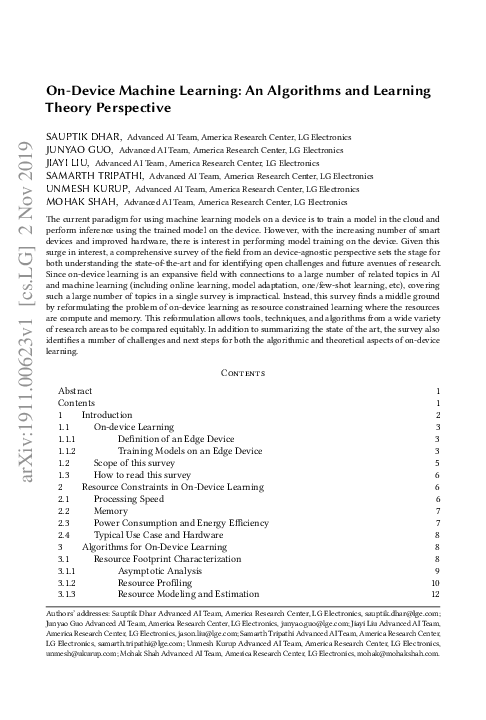(PDF) On-Device Machine Learning: An Algorithms and Learning Theory ...