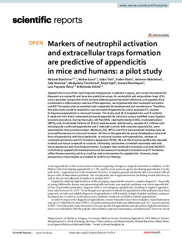 (PDF) Markers of neutrophil activation and extracellular traps ...