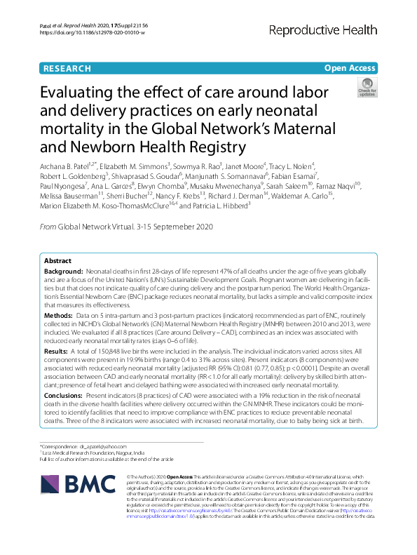 (PDF) Evaluating the effect of care around labor and delivery practices ...