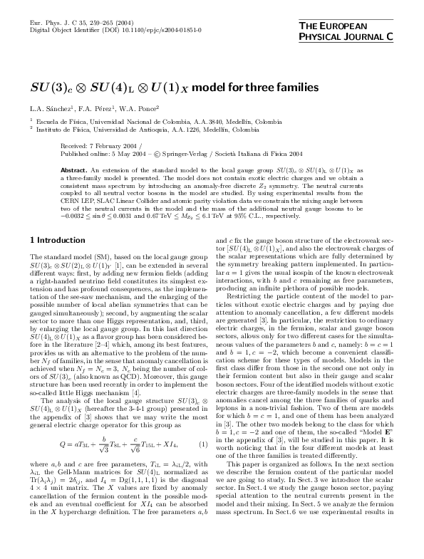 (PDF) Model for Three Families
