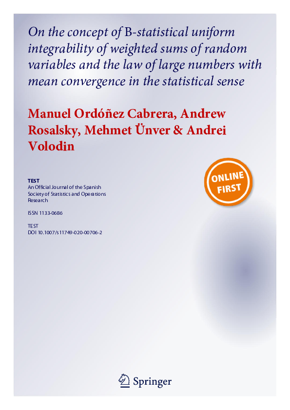 (PDF) On the concept of B-statistical uniform integrability of weighted ...