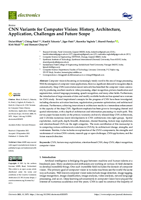 (PDF) CNN Variants for Computer Vision: History, Architecture ...