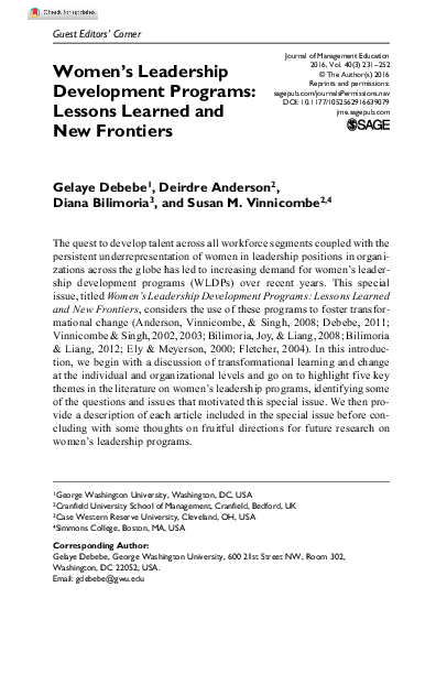 (PDF) Womens Leadership Development Programs: Lessons Learned and New ...