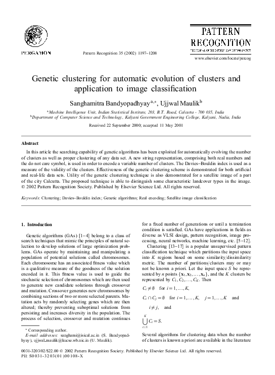 (PDF) Genetic clustering for automatic evolution of clusters and application to image classification
