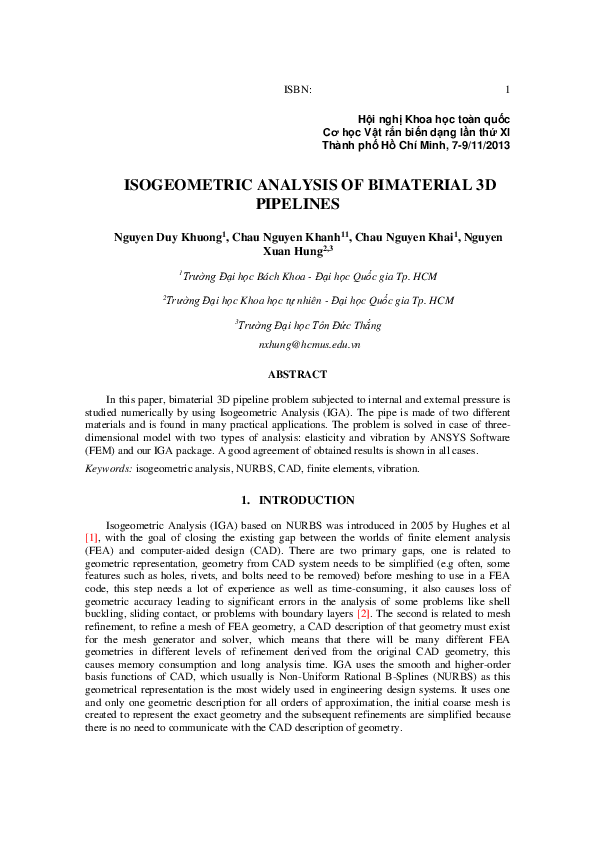 (PDF) Isogeometric Analysis of Bimaterial 3D Pipelines