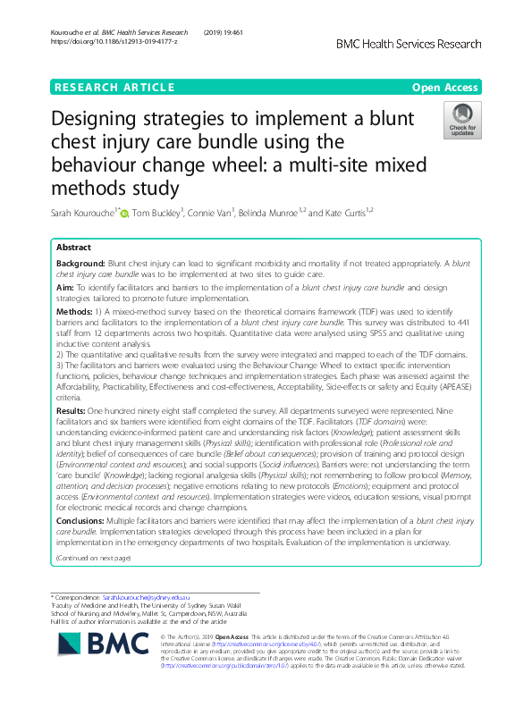 (PDF) Designing strategies to implement a blunt chest injury care ...