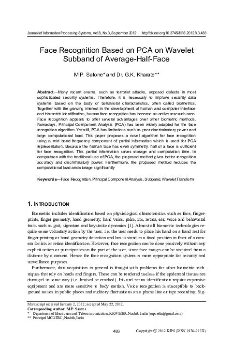 (PDF) PCA-Based Face Recognition Using Half-Face